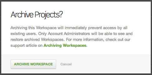 Archiving Workspaces – Onehub | Support Center