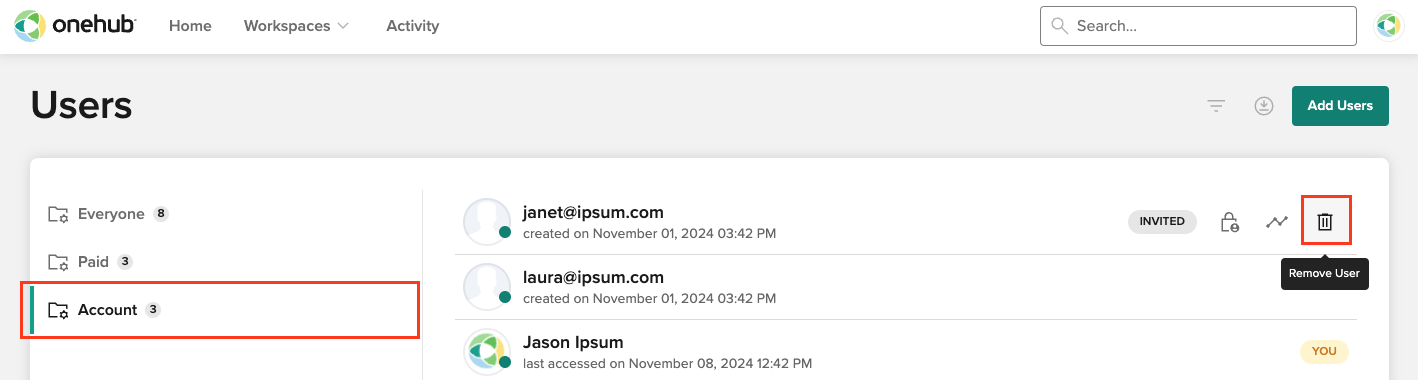 Removing a User's Access – Onehub | Support Center